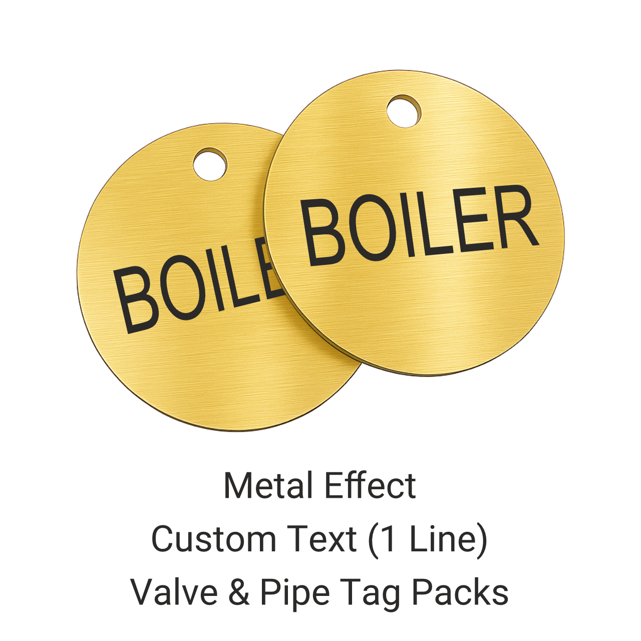 Metal Effect Custom Text (1 Line) Valve & Pipe Tags – Label Room